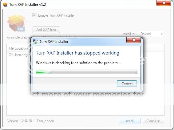 lỗi khi sử dụng Tom XAP Installer v1.2 | Viết bởi nguyenhiep_rus